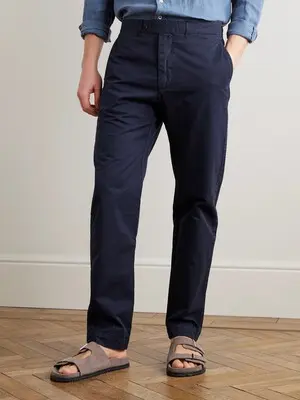 Hartford Taylor Straight-leg Cotton-gabardine Trousers - Blue