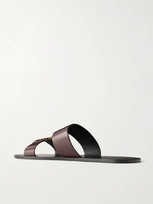 Saint Laurent Babylone Logo-embellished Leather Sandals - Brown