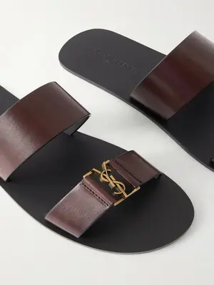 Saint Laurent Babylone Logo-embellished Leather Sandals - Brown