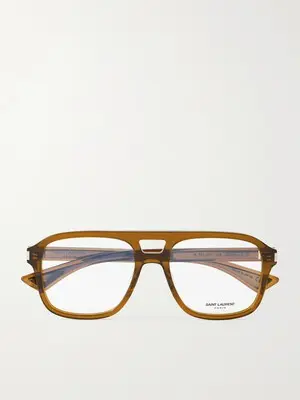 Saint Laurent Acetate Aviator Optical Glasses - Brown