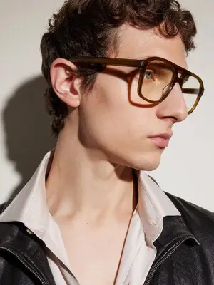 Saint Laurent Acetate Aviator Optical Glasses