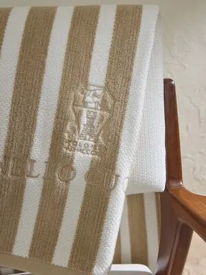 Brunello Cucinelli Logo-embroidered Striped Cotton-terry Beach Towel