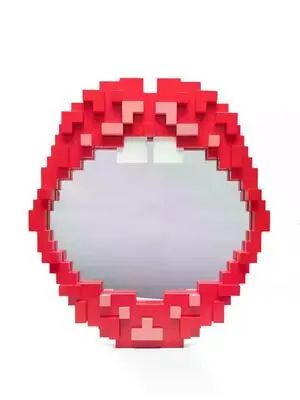 SELETTI Pixel Mouth Mirror - Red