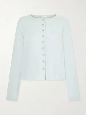 ALLUDE Ribbed Cotton And Cashmere-blend Cardigan - Blue