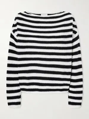 ALLUDE Striped Cotton And Cashmere-blend Sweater - Blue