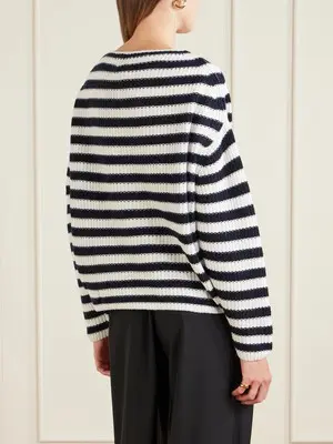 ALLUDE Striped Cotton And Cashmere-blend Sweater
