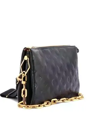 LOUIS VUITTON Coussin Pm Embossed Monogram Lambskin Crossbody Bag - Black