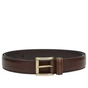 Anderson's Narrow Stitch Trimmed Leather Belt - Brown