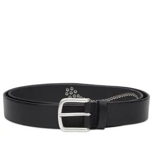 Anderson's Narrow Stud Trimmed Leather Belt - Black