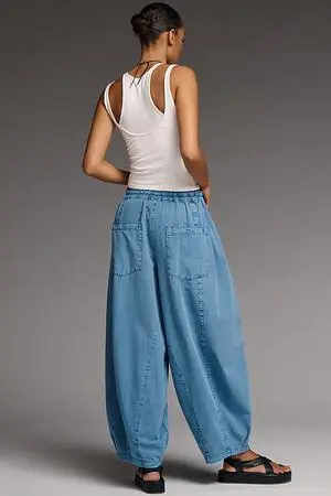 PILCRO Rina Cotton Linen Balloon Pants