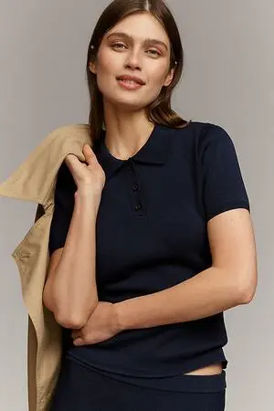 MAEVE Short Sleeve Compact Polo Sweater
