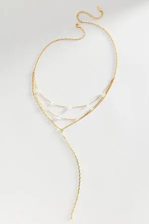Anthropologie Delicate Layered Lariat Necklace - Gold