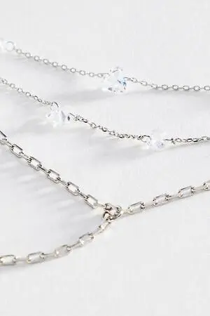 Anthropologie Delicate Layered Lariat Necklace - Silver
