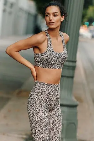 Varley Freesoft Selma Racerback Sports Bra - Grey Pattern