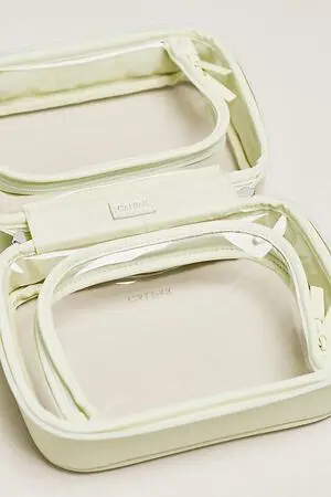 CALPAK Small Clear Cosmetics Case - Light Green