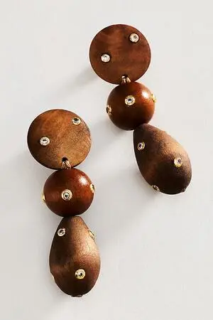 ANTHROPOLOGIE Wooden Sphere Drop Earrings
