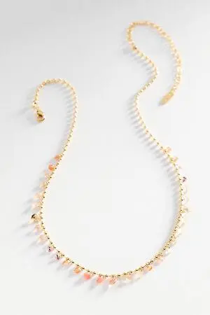 Anthropologie Delicate Crystal Droplet Necklace - Brown