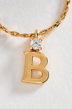 Anthropologie Crystal Monogram Pendant Necklace - B