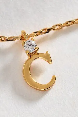 Anthropologie Crystal Initial Pendant Necklace C