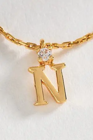 Anthropologie Crystal Initial Pendant Necklace N