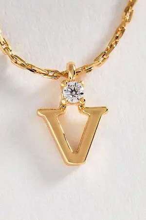 Anthropologie Crystal Monogram Pendant Necklace - V