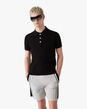 Casablanca Pointelle Monogram Short Sleeve Polo Shirt