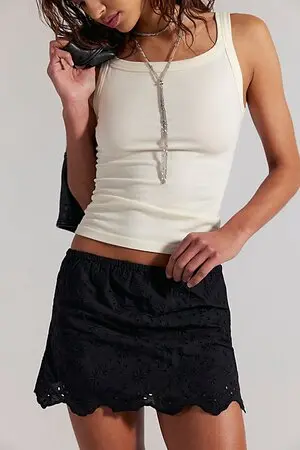 Free People Eyelet Cotton Skort - Black
