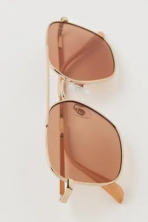 Free People Betty Aviator Sunglasses - Sepia/gold