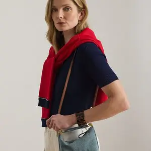 Ralph Lauren Washed Denim Blaike Shoulder Bag - Blue/lauren Tan