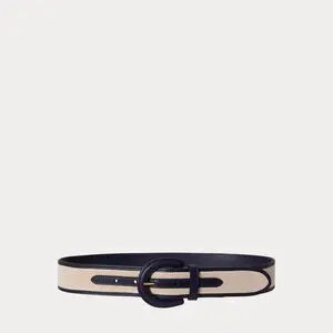 Ralph Lauren Crescent-buckle Wide Belt - Natural/buff/navy