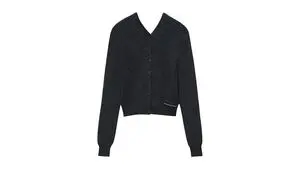 Alexander Wang Knit Logo Label Button Up Cardigan - Charcoal