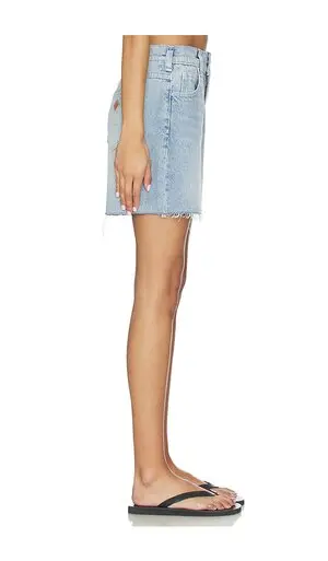 Abrand Denim Relaxed Fit Denim Shorts With Frayed Hem