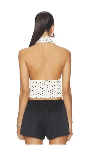 Majorelle Marina Polka Dot Halter Top - Black