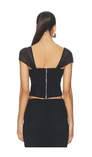 L'Agence Asuka Shirred Mesh Top