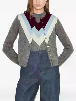 Tory Burch Chevron Wool-cashmere Blend Cardigan