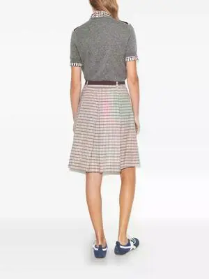 Tory Burch Chevron Wool-cashmere Blend Short Sleeve Top