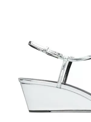 Tory Burch Gigi T-strap Wedge Sandals - Silver