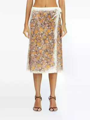 DIESEL® Midi B-blomette Floral Ribbed Wrap Skirt