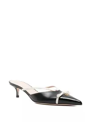 Valentino Garavani Ribbon Logo Mules - Black