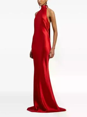 Ralph Lauren Chilton Halter Evening Dress - Red