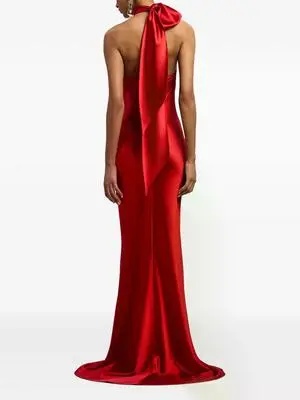 Ralph Lauren Chilton Halter Evening Dress - Red