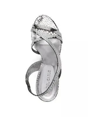 DEL CARLO Cannes Strappy Snakeskin-effect Sandals