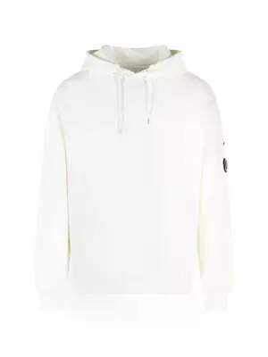 C.P. COMPANY Drawstring Hoodie With Lens Patch - White
