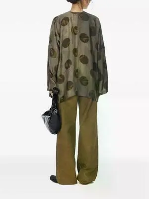 UMA WANG Tie Detail Printed Blouse - Green