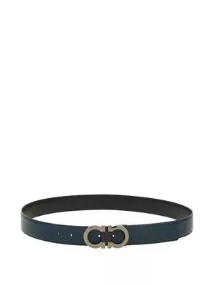 FERRAGAMO Reversible And Adjustable Gancini Belt - Blue
