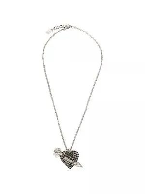 Red Valentino Heart Arrow Necklace - Silver