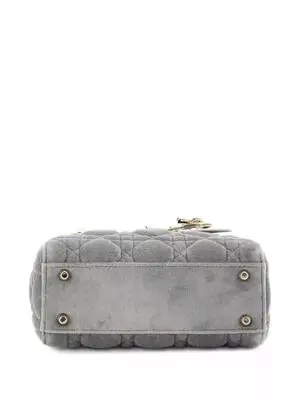 Dior Lady Chain Bag Cannage Quilt Velvet Mini Shoulder Bag - Grey