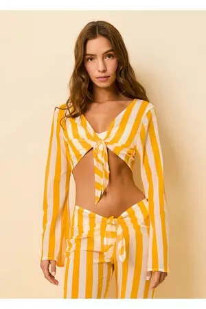 Solid & Striped Dolly Tie Top Mesh Pineapple / Brule - Stripe