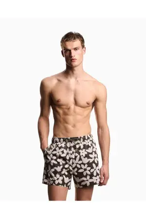 Emporio Armani Flower And Eagle Patterned Swim Shorts
