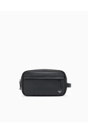 Emporio Armani Asv Regenerated Saffiano Washbag - Black